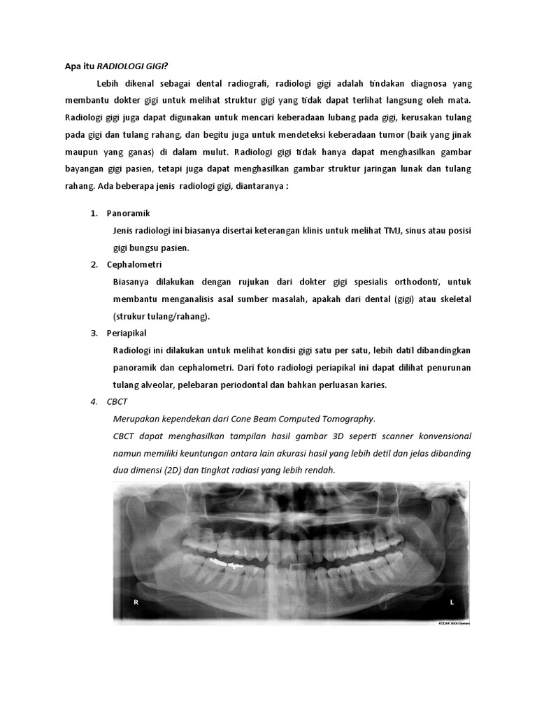 Apa Itu RADIOLOGI GIGI | PDF