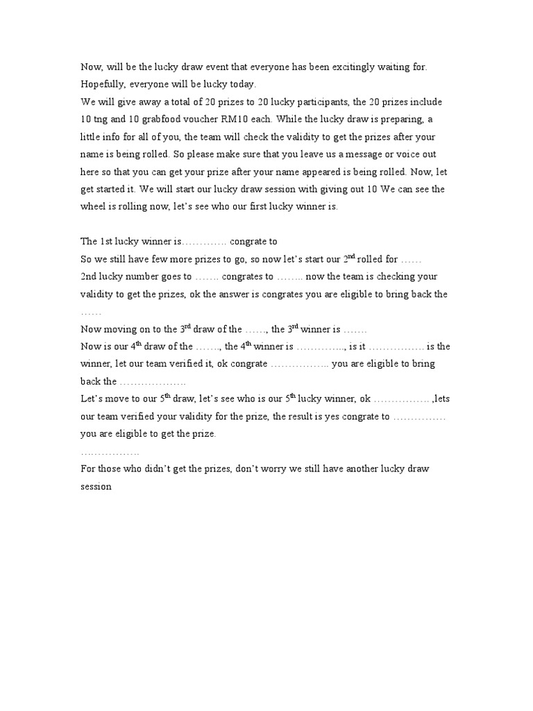 Lucky Draw Script | PDF