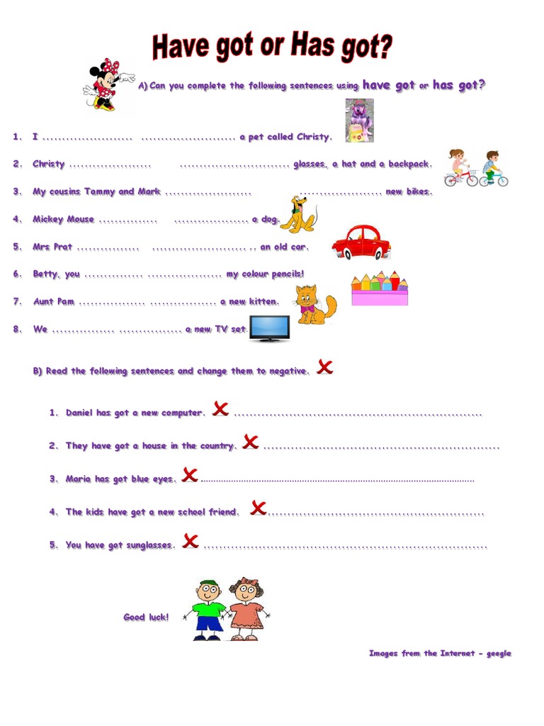 Have and Has Got Worksheet | PDF