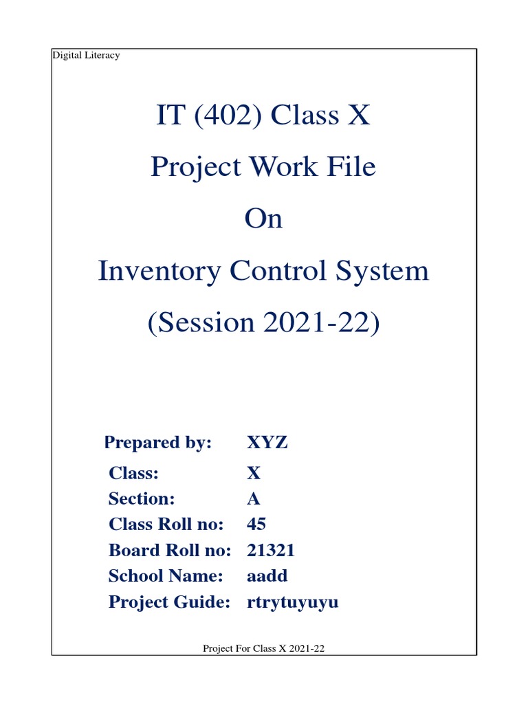 Project Work Class X_web | PDF | Data | Information Science