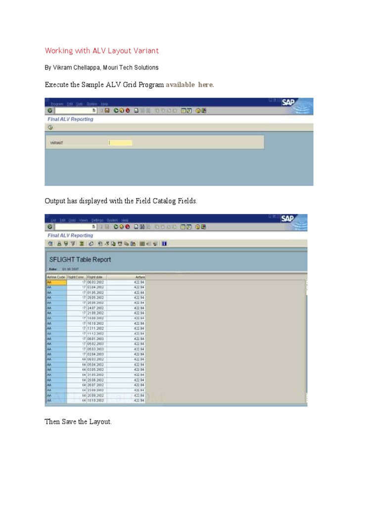 Working with ALV Layout Variant | PDF