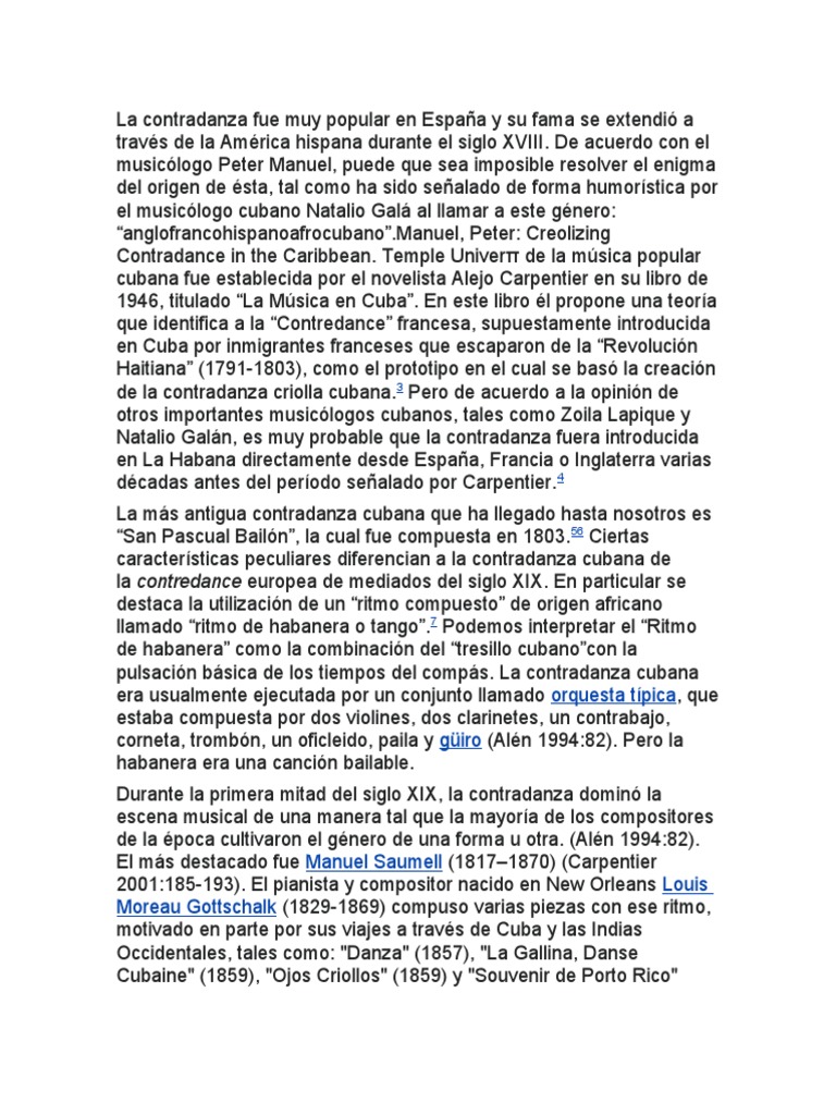 Historia y características de la contradanza | PDF | Subgéneros ...