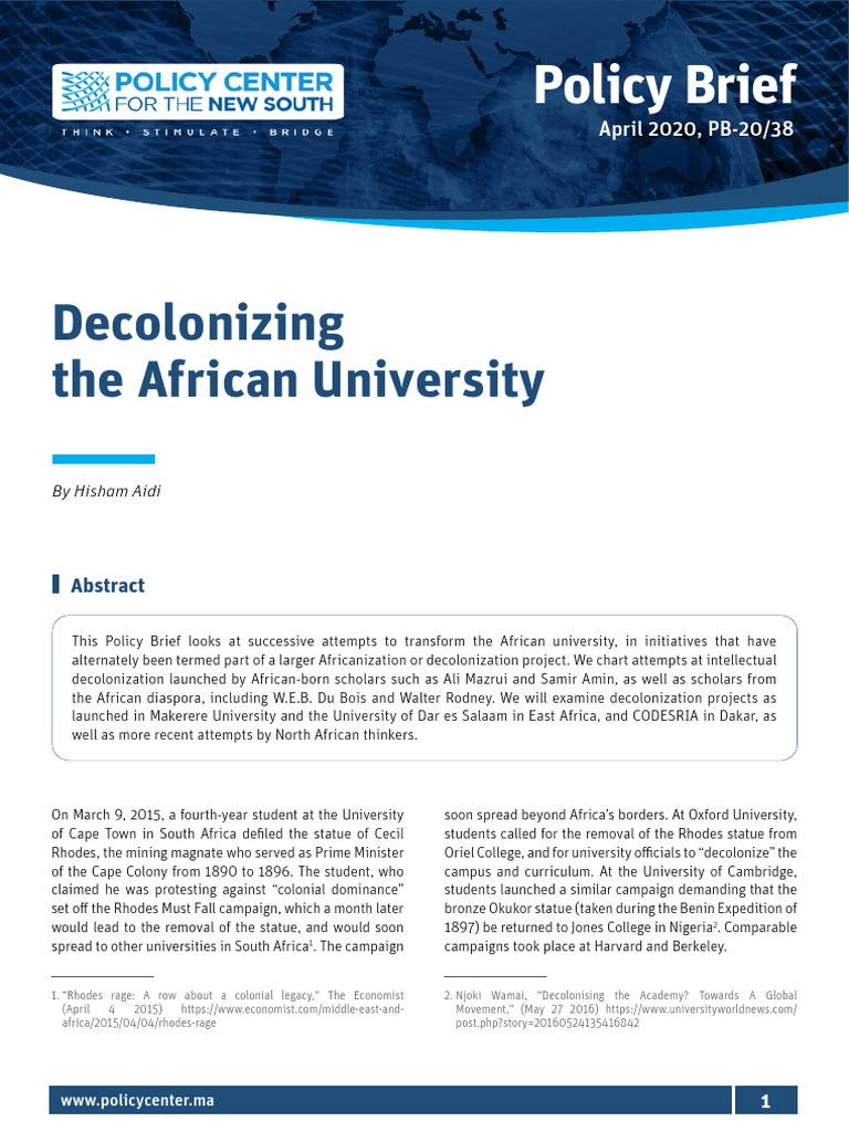 Decolonizing The African University | PDF | Africa | Julius Nyerere