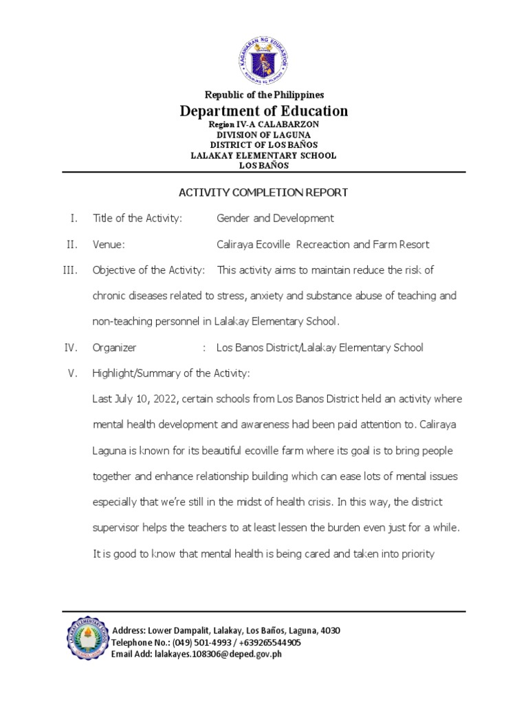 Department of Education: Republic of The Philippines | PDF | Mental ...