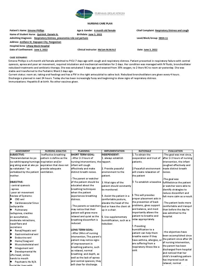 Nursing Care Plan for Respiratory Distress | PDF | Breathing | Apnea