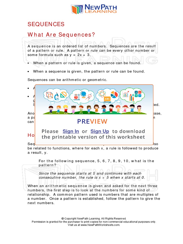 Study Guide Math Grade 8 Sequences | PDF | Sequence | Numbers
