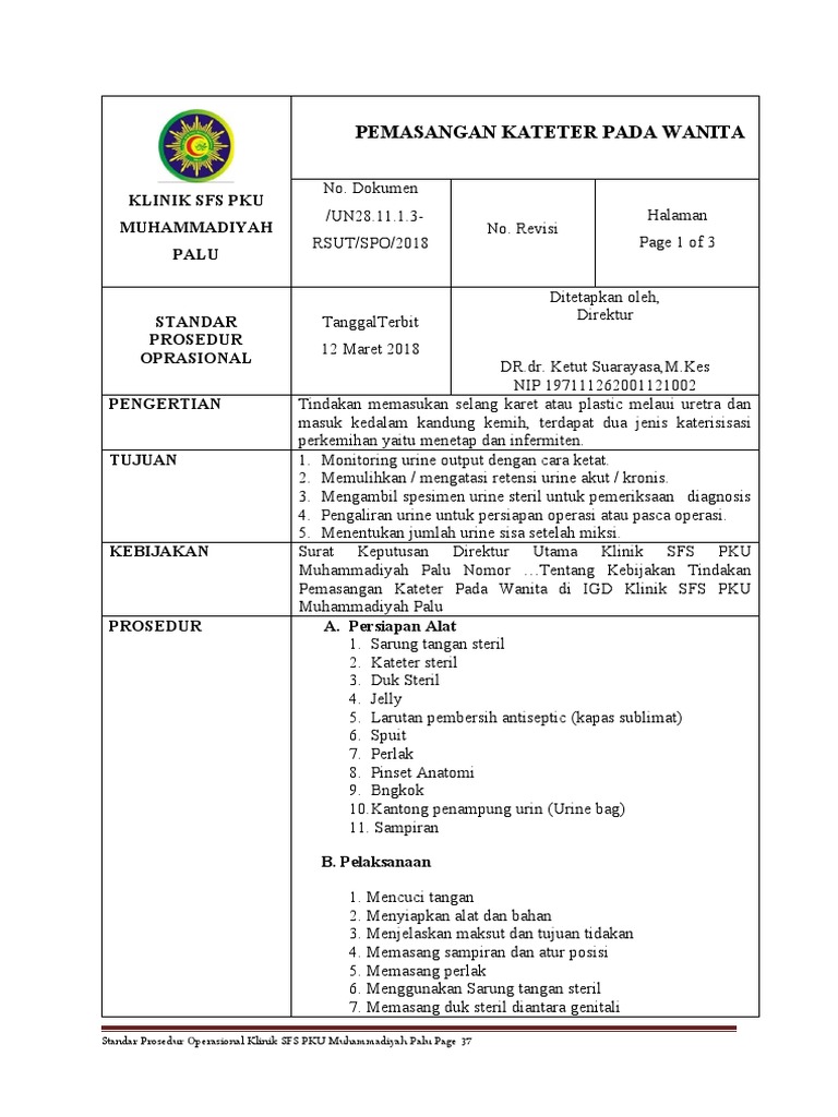 Sop Pemasangan Kateter Wanita | PDF