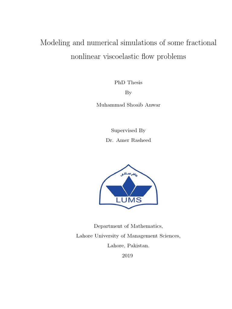 Muhammad Shoaib Anwar - PHD Thesis | PDF | Fluid Dynamics | Viscoelasticity