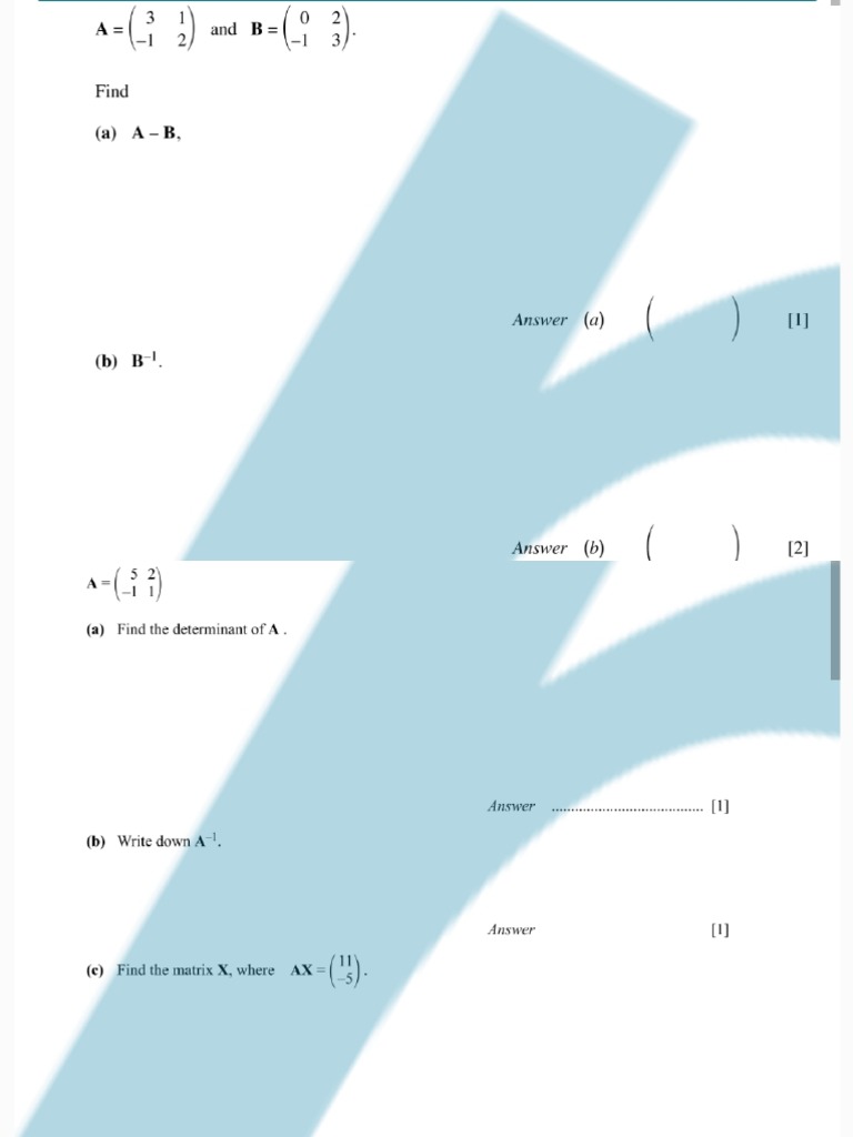 Matrices Test | PDF