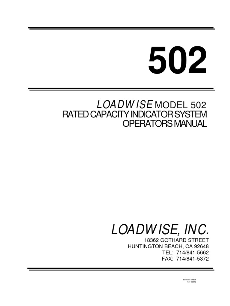 Loadwise 502 RCI Operators Manual | PDF | Crane (Machine) | Elevator