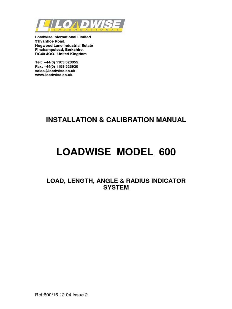 Loadwise Series 600 Manual | PDF | Crane (Machine) | Electrical Connector