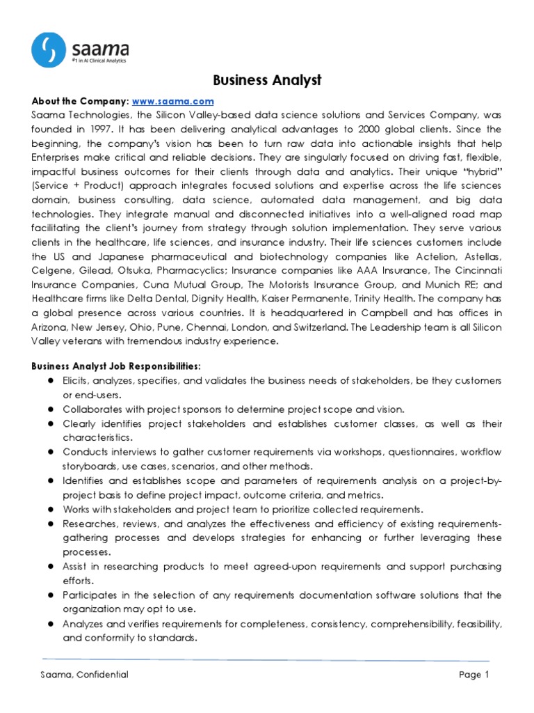 Business Analyst JD | PDF | Specification (Technical Standard ...