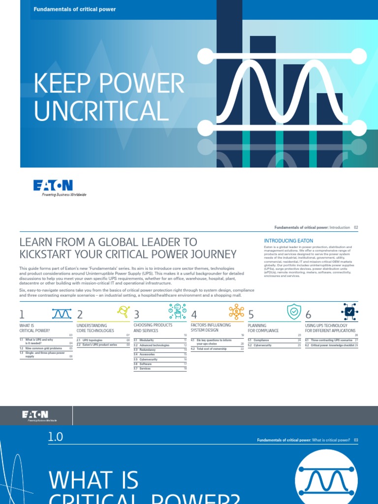 Keep Power Uncritical: Fundamentals of Critical Power | PDF | Mains ...