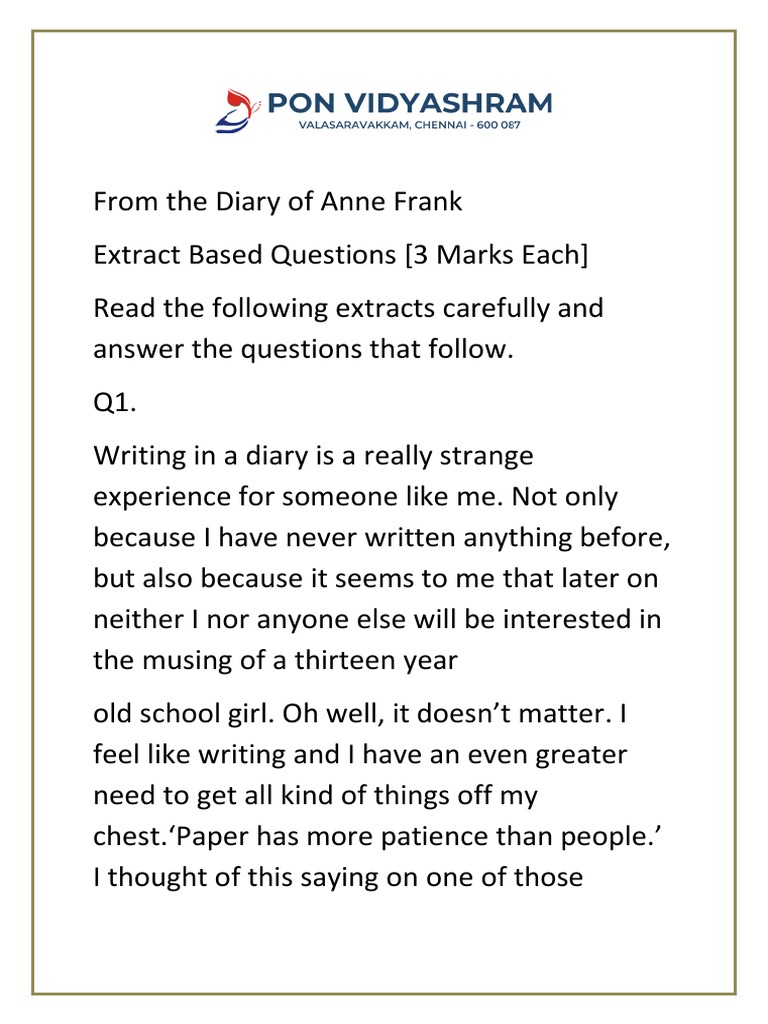 Anne Frank Notes | PDF | Anne Frank | Essays