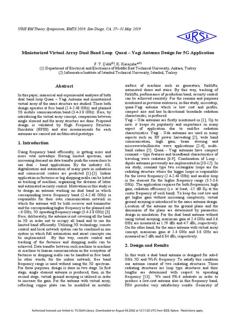 Dual-Band Yagi Loop Antenna for 5G | PDF | Antenna (Radio) | Microwave