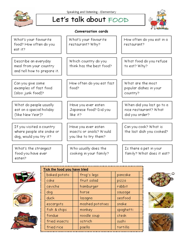Lets Talk About Food Fun Activities Games Oneonone Activities Pronuncia ...