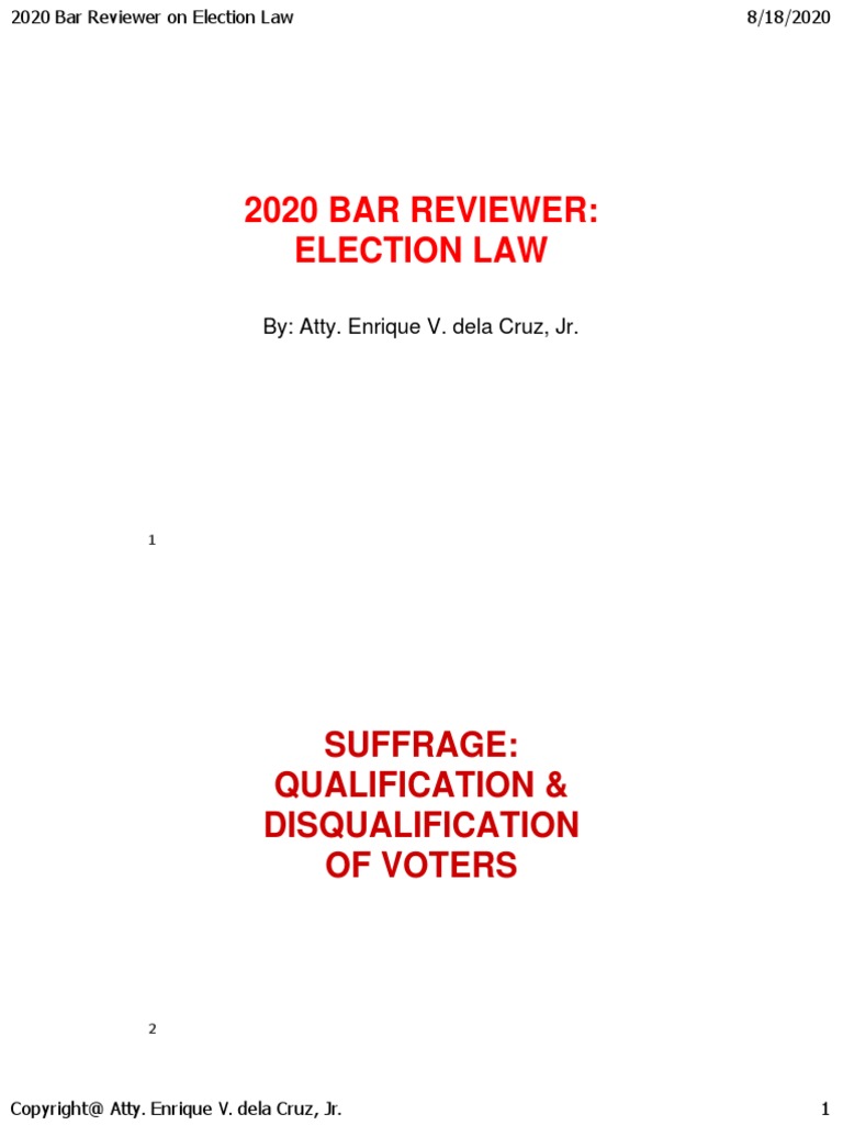 2020 Bar Reviewer on Election Law | PDF | Initiative | Government