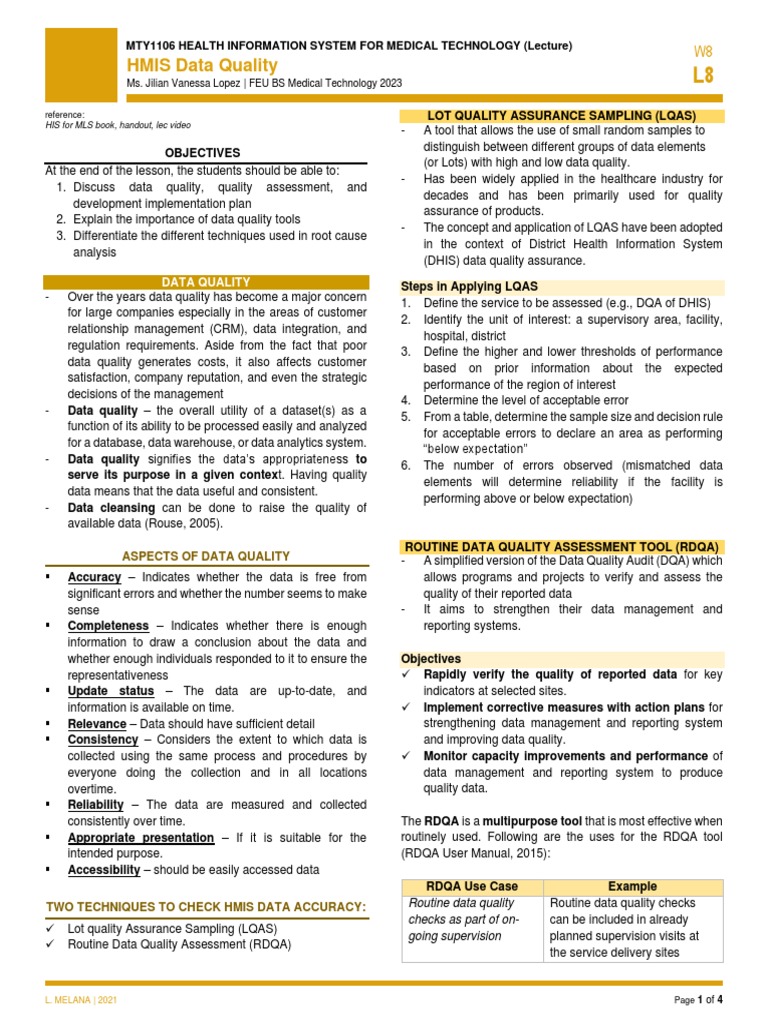 LESSON 8 - HMIS Data Quality | PDF | Data Quality | Quality Assurance