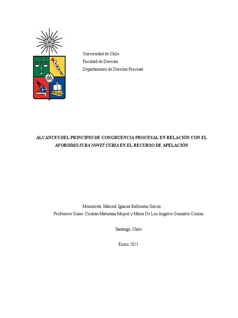 Alcances Del Principio de Congruencia Procesal en Relacion Con El ... Alcances Del Principio de Congruencia Procesal en Relacion Con El ...