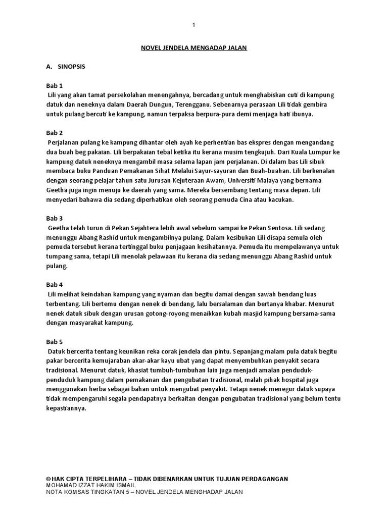 Nota Novel Jendela Menghadap Jalan T4 | PDF