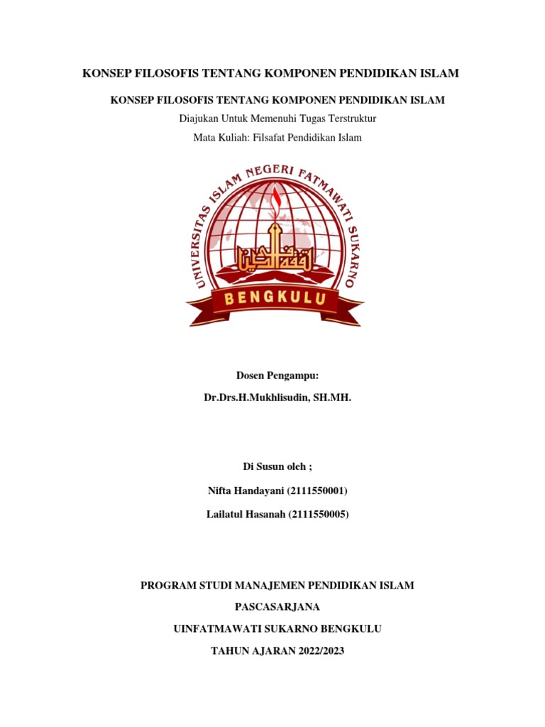 KONSEP FILOSOFIS TENTANG KOMPONEN PENDIDIKAN ISLAM l-1 | PDF