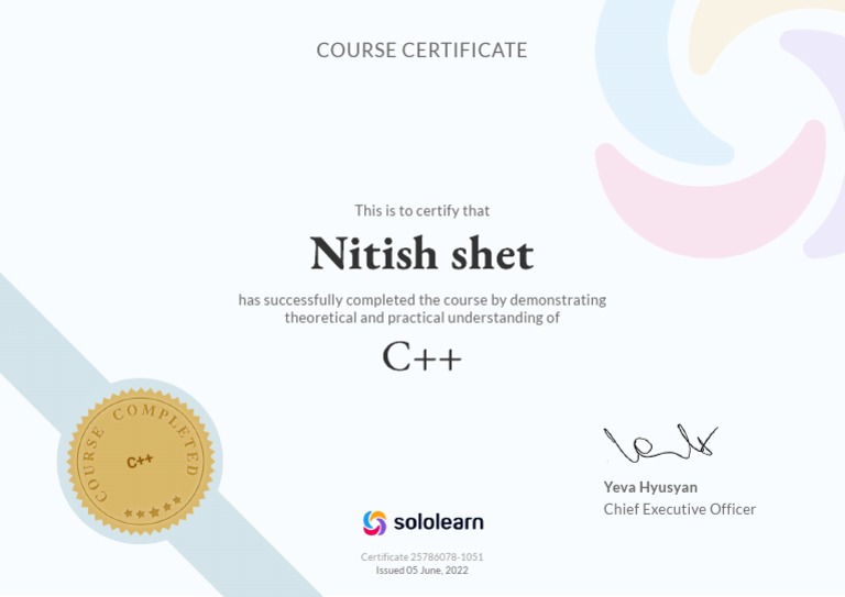 c++ certificate | PDF
