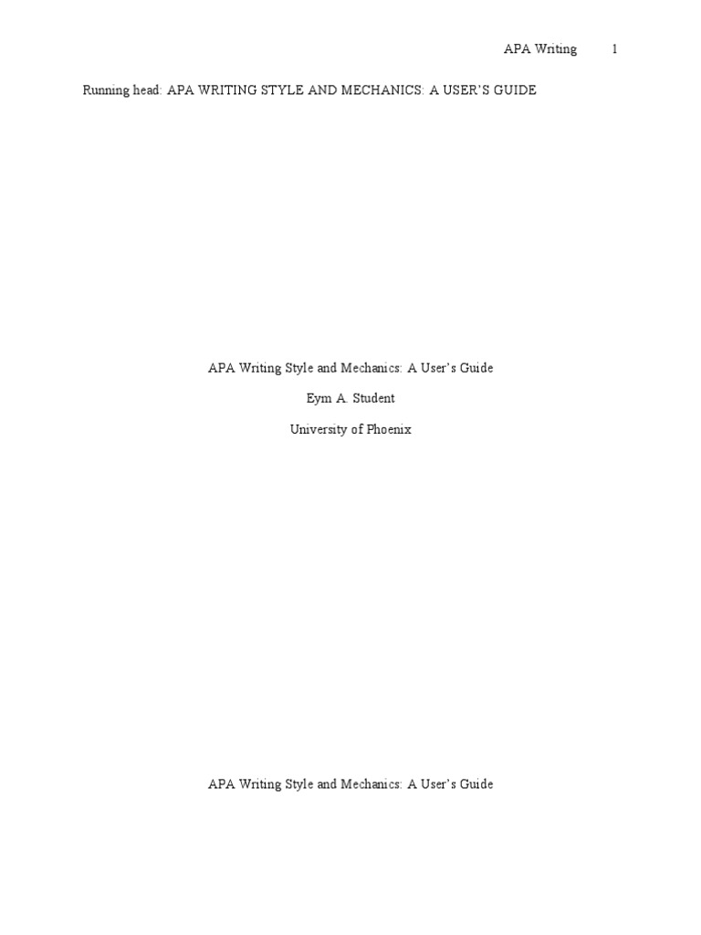 APA Writing Style Guide for Students | PDF | Citation | American ...