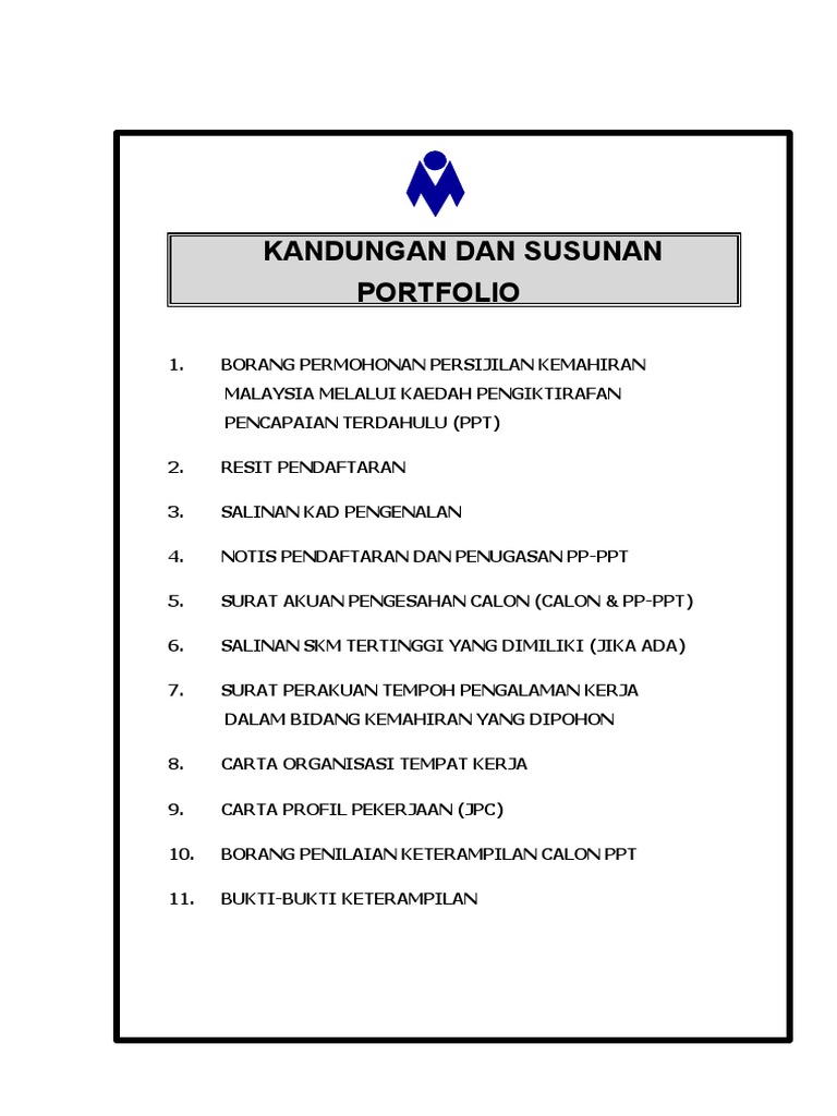 Kandungan Dan Susunan Portfolio | PDF