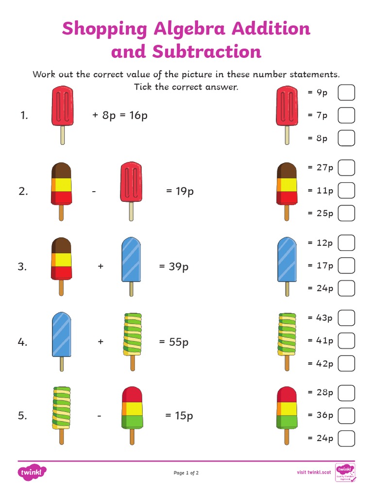 Algebra Practice for Kids | PDF | Mathematics | Arithmetic