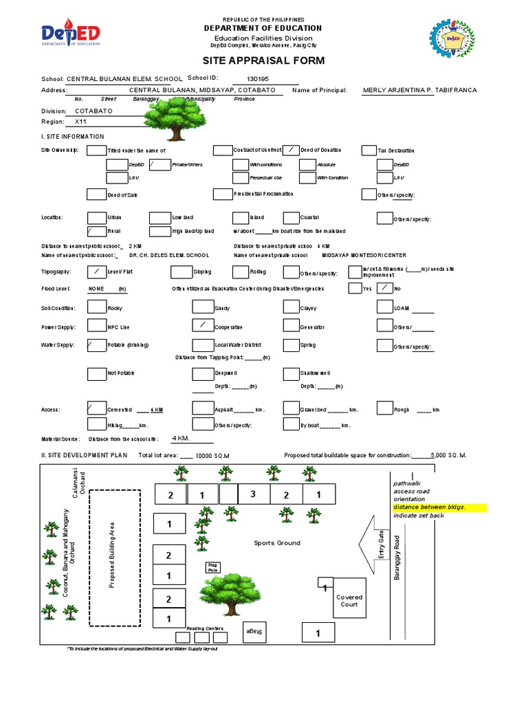 Site Appraisal Form: Education Facilities Division | PDF