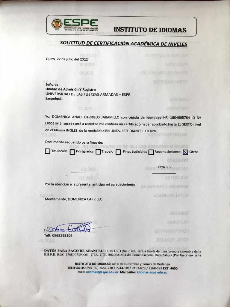 Solicitud Espe | PDF