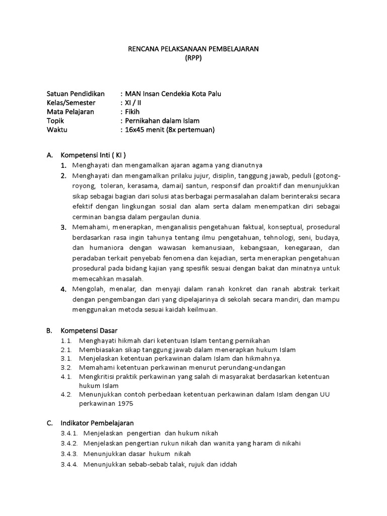 RPP KELAS 5 Nikah | PDF