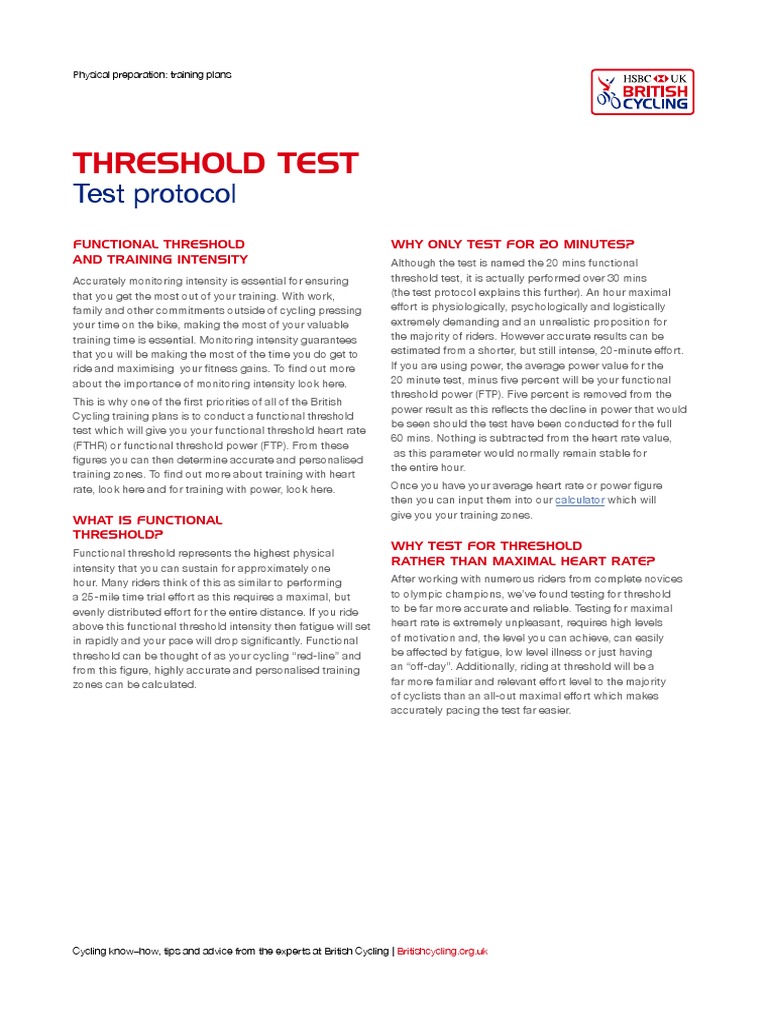 Threshold Test | PDF | Physical Fitness | Heart Rate