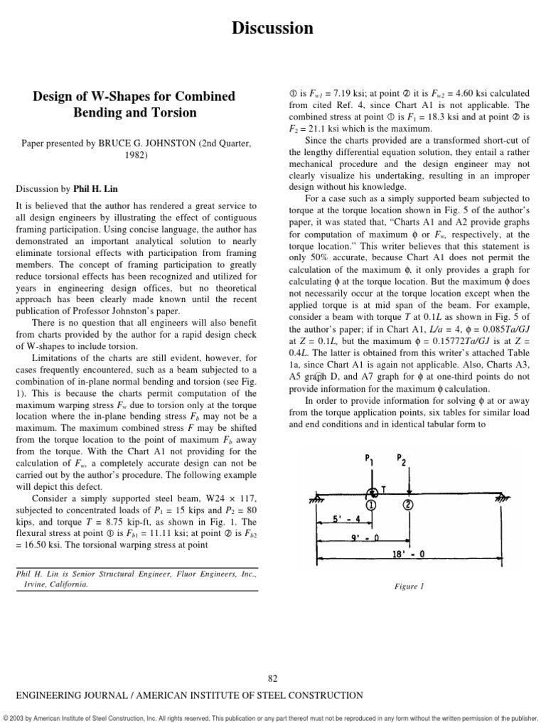 Design of W Shapes Bending Torsion | PDF | Bending | Beam (Structure)