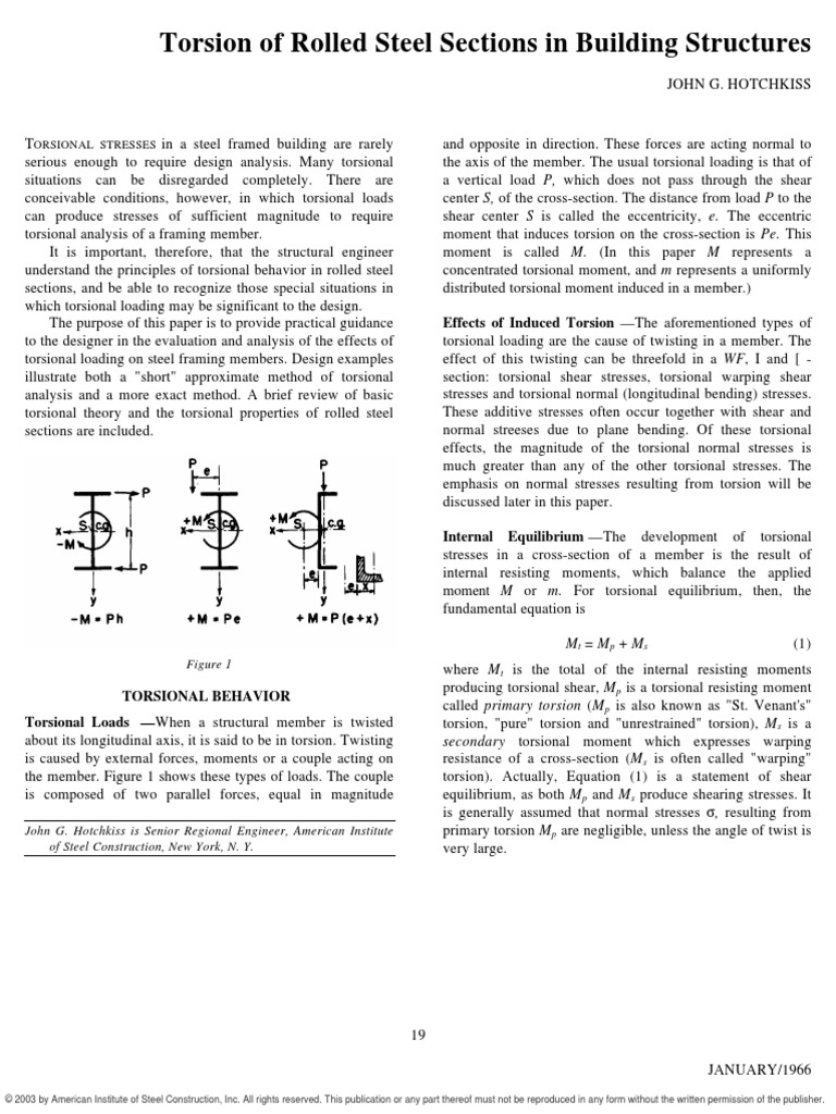 Torsion of Rolled Sections in Building Structures | PDF | Bending ...