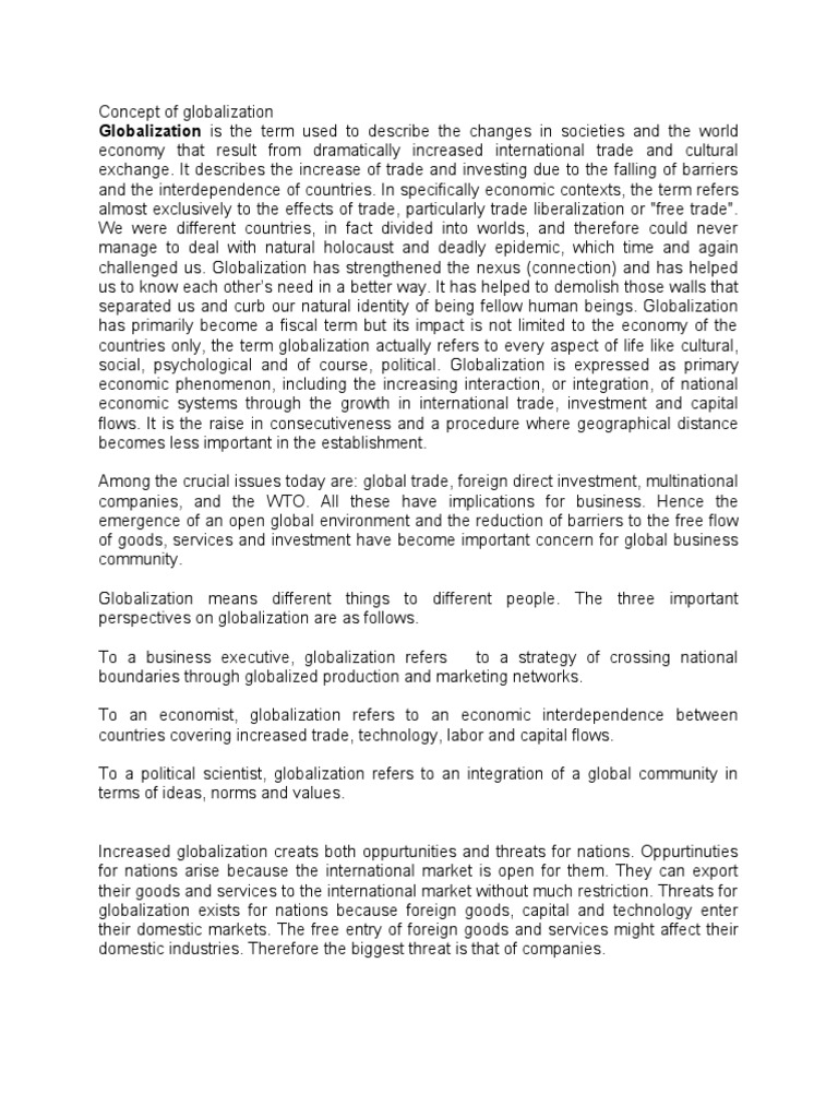 BBS 1st Year Globalization Chapter | PDF | Multinational Corporation | Globalization