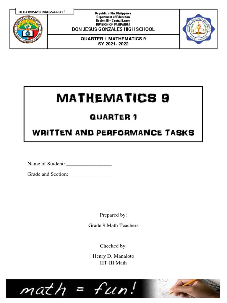 Quarter 1 Assessments in Math | PDF | Quadratic Equation | Algebra