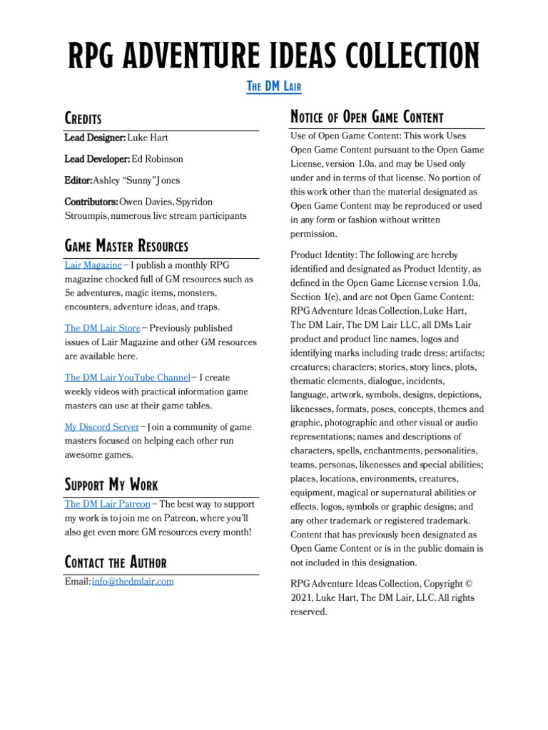 RPG Adventure Ideas | PDF | Traditional Stories | Folklore