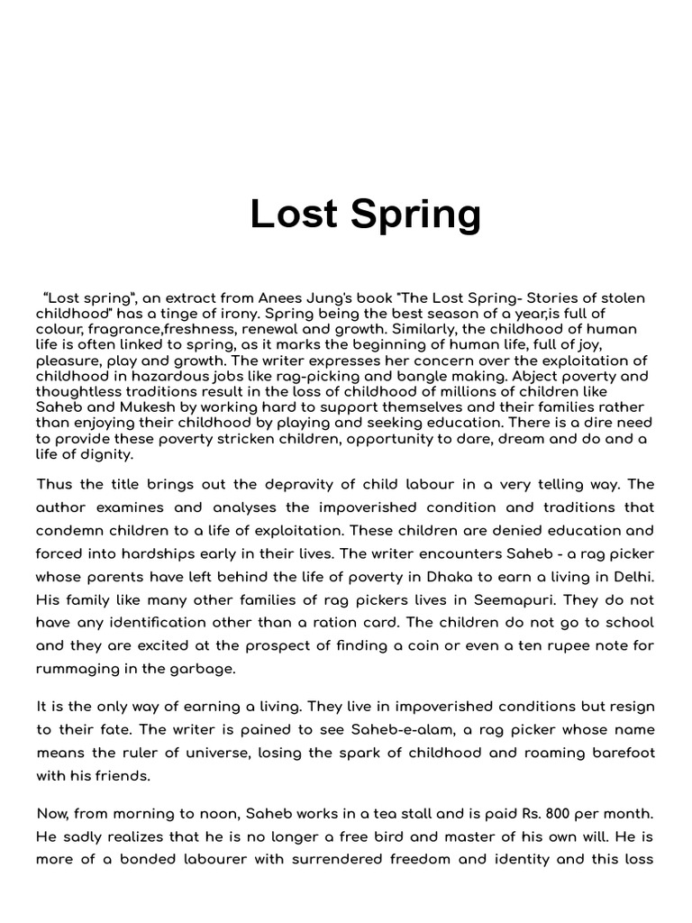 Chapter 2 Lost Spring | PDF | Poverty | Poverty & Homelessness