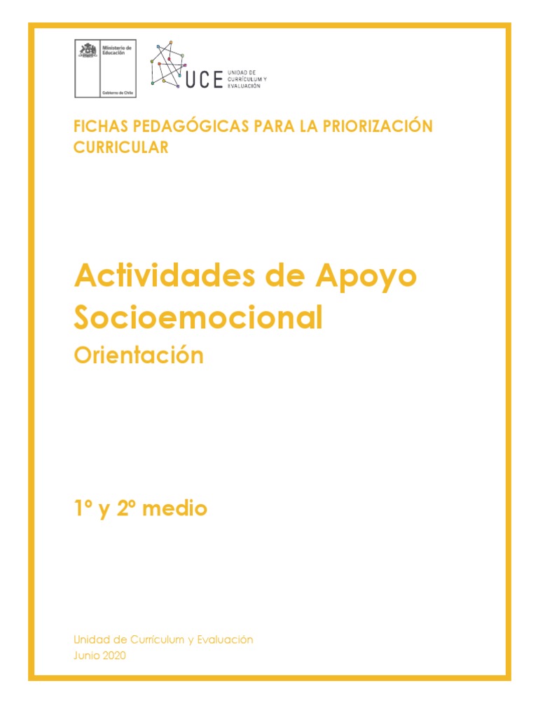 Actividades de Apoyo Sociemocional 1° y 2° Medio Priorizado | PDF | Las ...