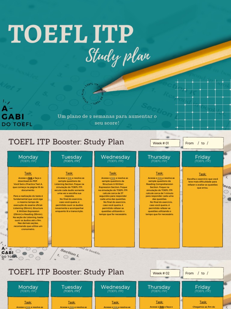 Study Plan - TOEFL ITPGratuito | PDF