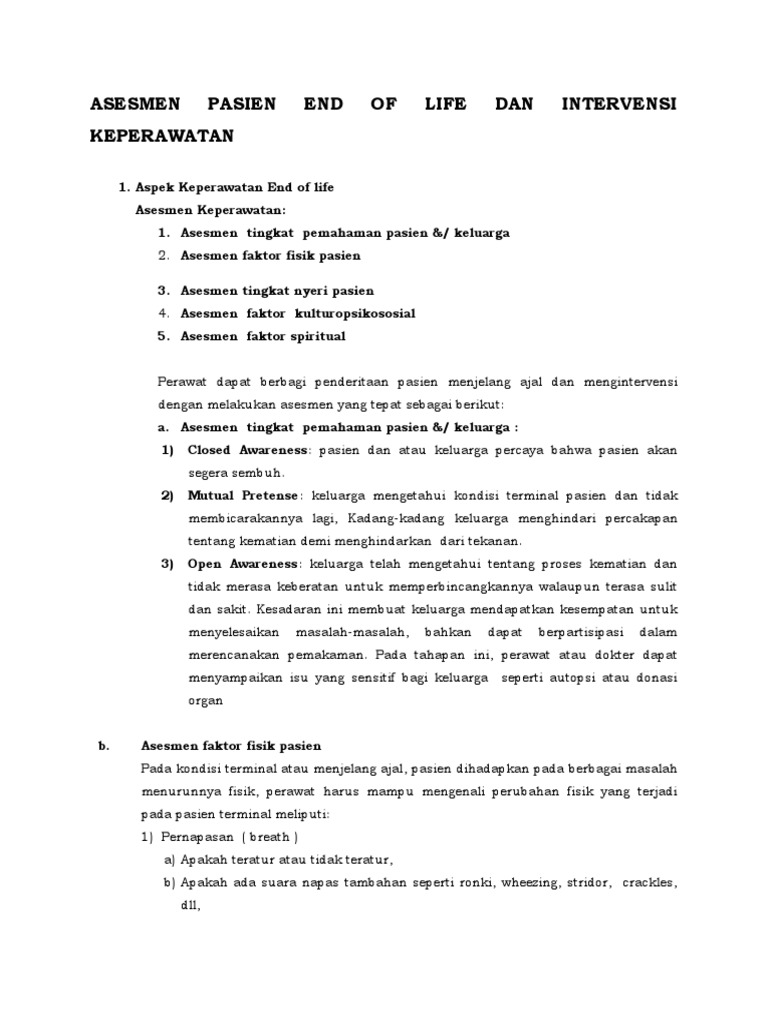 Contoh Asesmen Pasien Tahap Terminal | PDF
