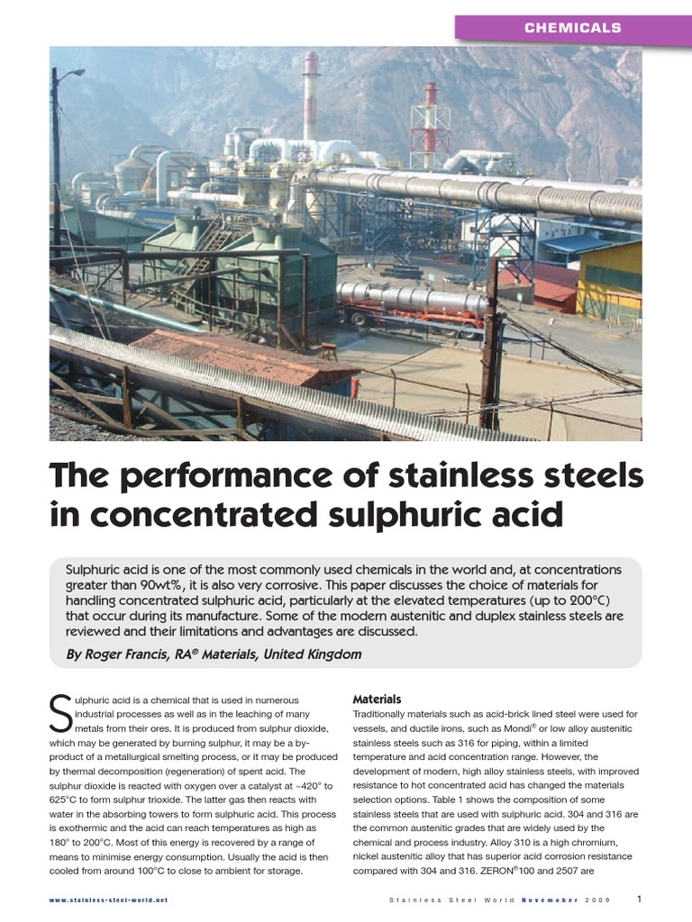 The Performance of Stainless Steels in Concentrated Sulphuric Acid ...
