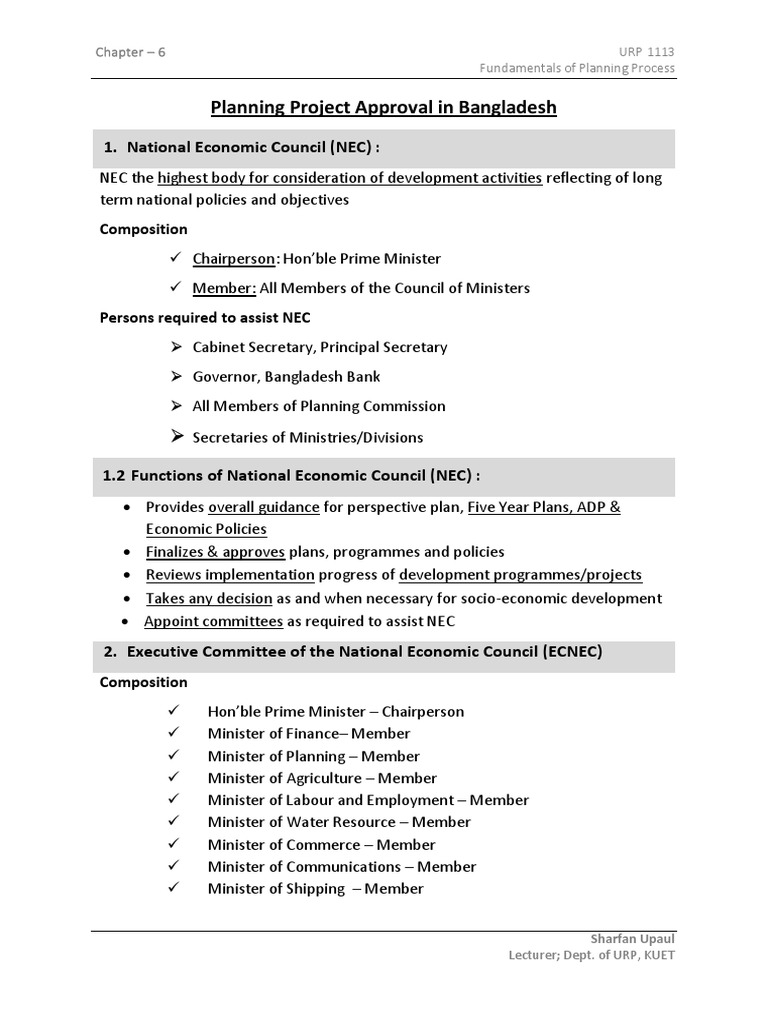 Chapter - 6 (Projects Approvals in Bangladesh) | PDF | Economies | Government