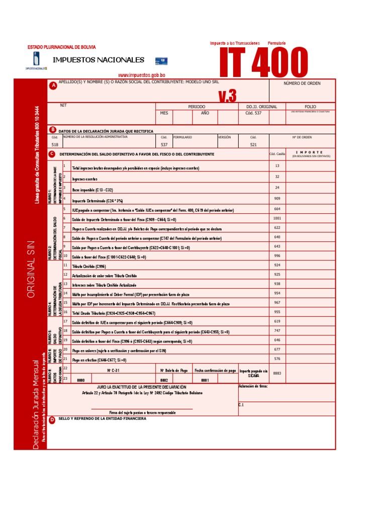 Formulario 400 | Descargar gratis PDF | Impuestos | Economias