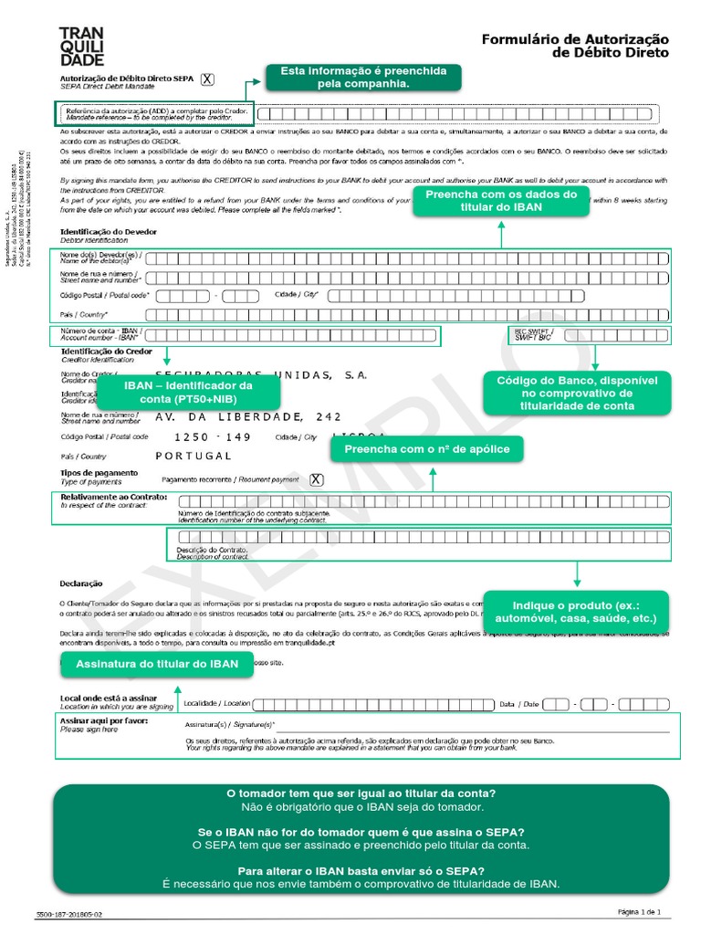 Como Preencher o SEPA | PDF