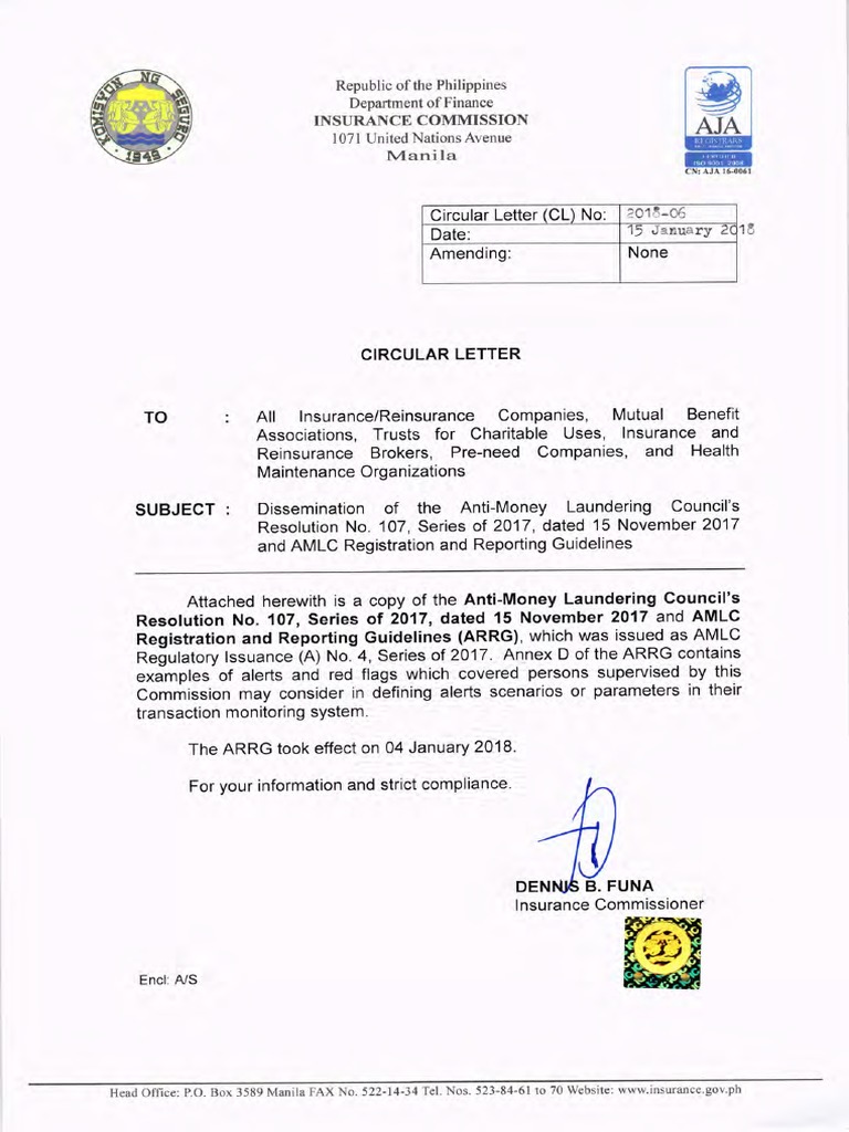 Insurance Commission Circular Letter 2018 06 | Download Free PDF ...