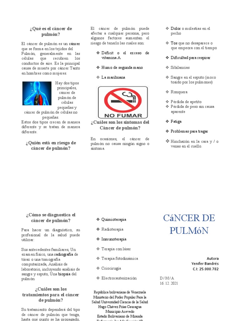Triptico Del Cancer de Pulmon | PDF | Cáncer de pulmón | Cáncer