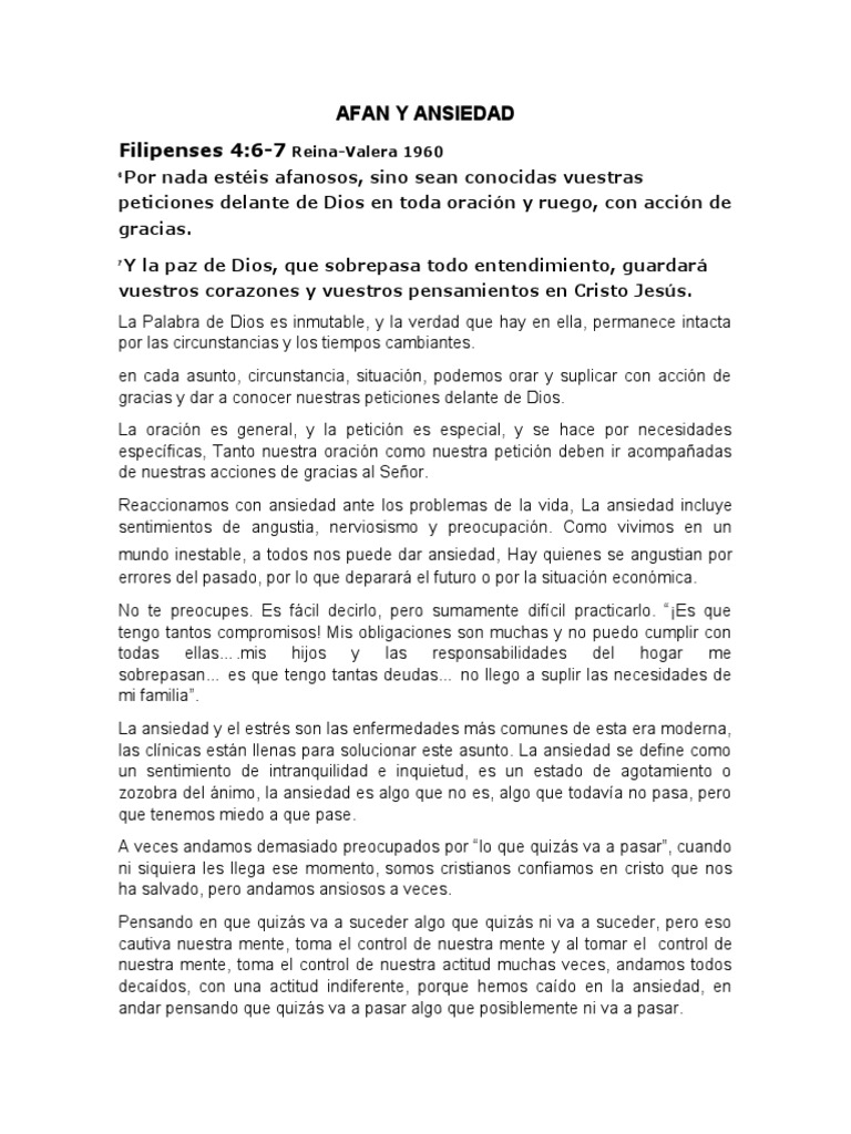 Afan y Ansiedad | PDF | Oración