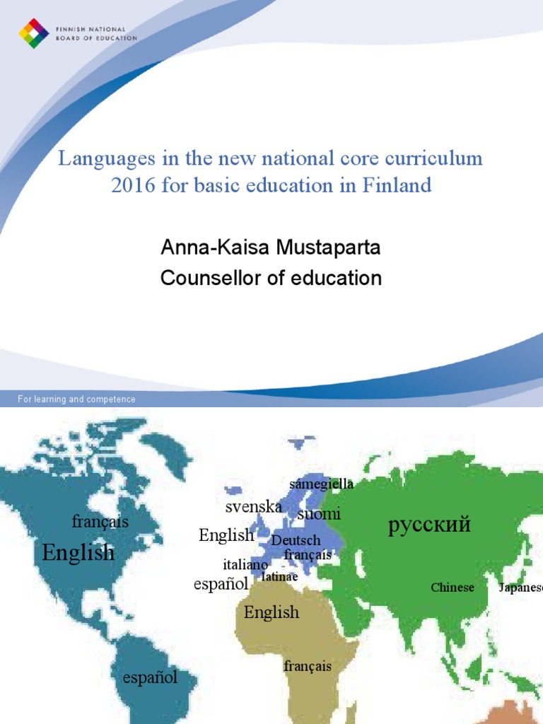 Languages in The New National Core Curriculum 2016 For Basic Education ...